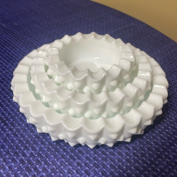 Fenton | Accents | Fenton Milk Glass Hobnail Trinketashtray Set | Poshmark